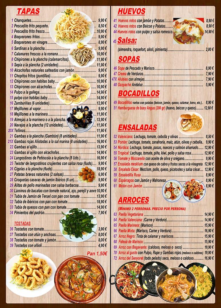 Menus - El Porton Restaurant